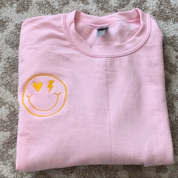 Tops | Smiley Face Preppy Heart Sweatshirt | Poshmark